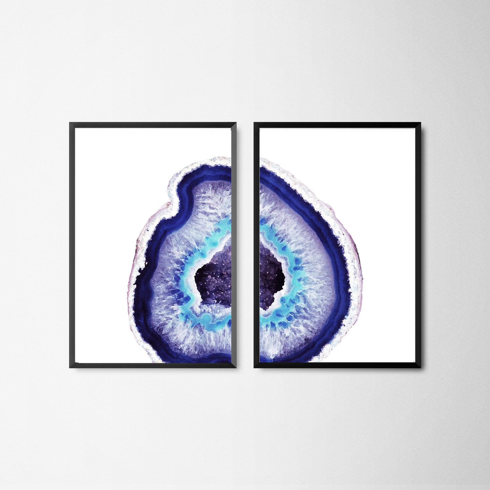 Printable Agate Wall Art Set of Two Prints Purple Agate | Etsy