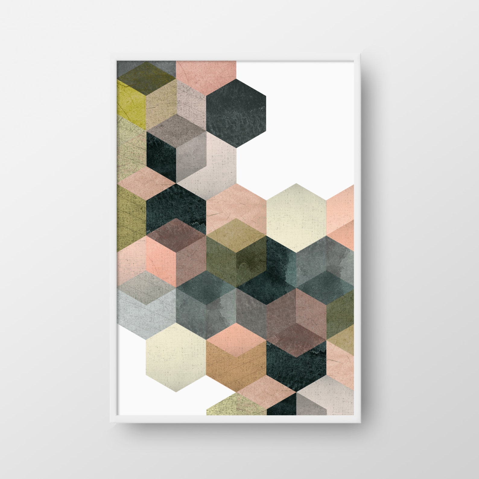 Printable Geometric Art Geometric Print Hexagon Poster | Etsy