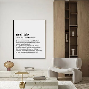 Mahalo Definition Print, Hawaiian Wall Art, Mahalo Poster, Aloha Gift ...