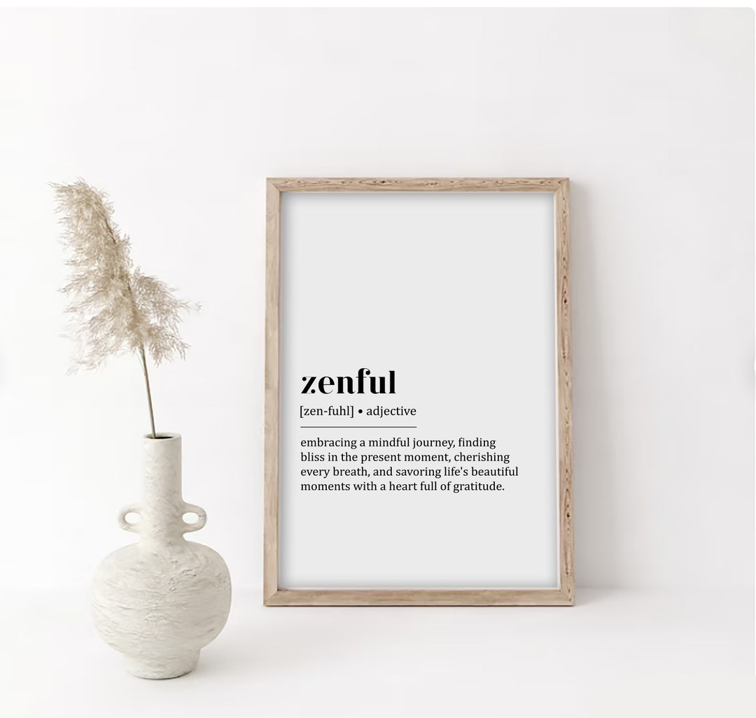 Zenful Definition Print, Zen Wall Art, Living Room Wall Art, Minimalist ...