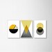Set of Three Prints, Printable Yellow Art, Yellow Prints, Geometric ...