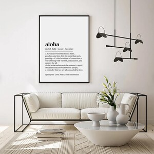 Printable Aloha Definition Art, Hawaiian Wall Decor, Minimalist Aloha ...