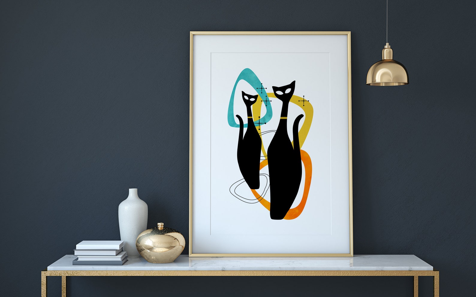 Mid Century Modern Cat Print Mid Century Cats Mid Century - Etsy
