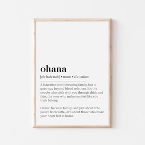 Printable Ohana Definition Art, Hawaiian Family & Togetherness Wall Art ...