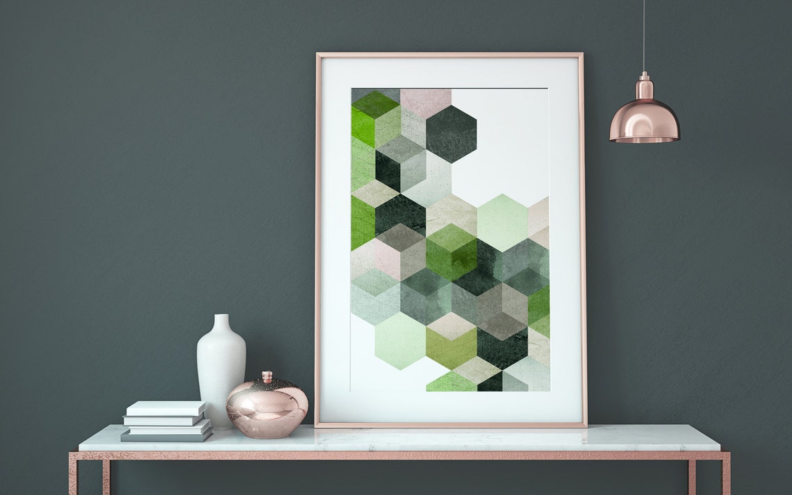 Grüne geometrische druckbare Poster grün abstrakte nprint | Etsy