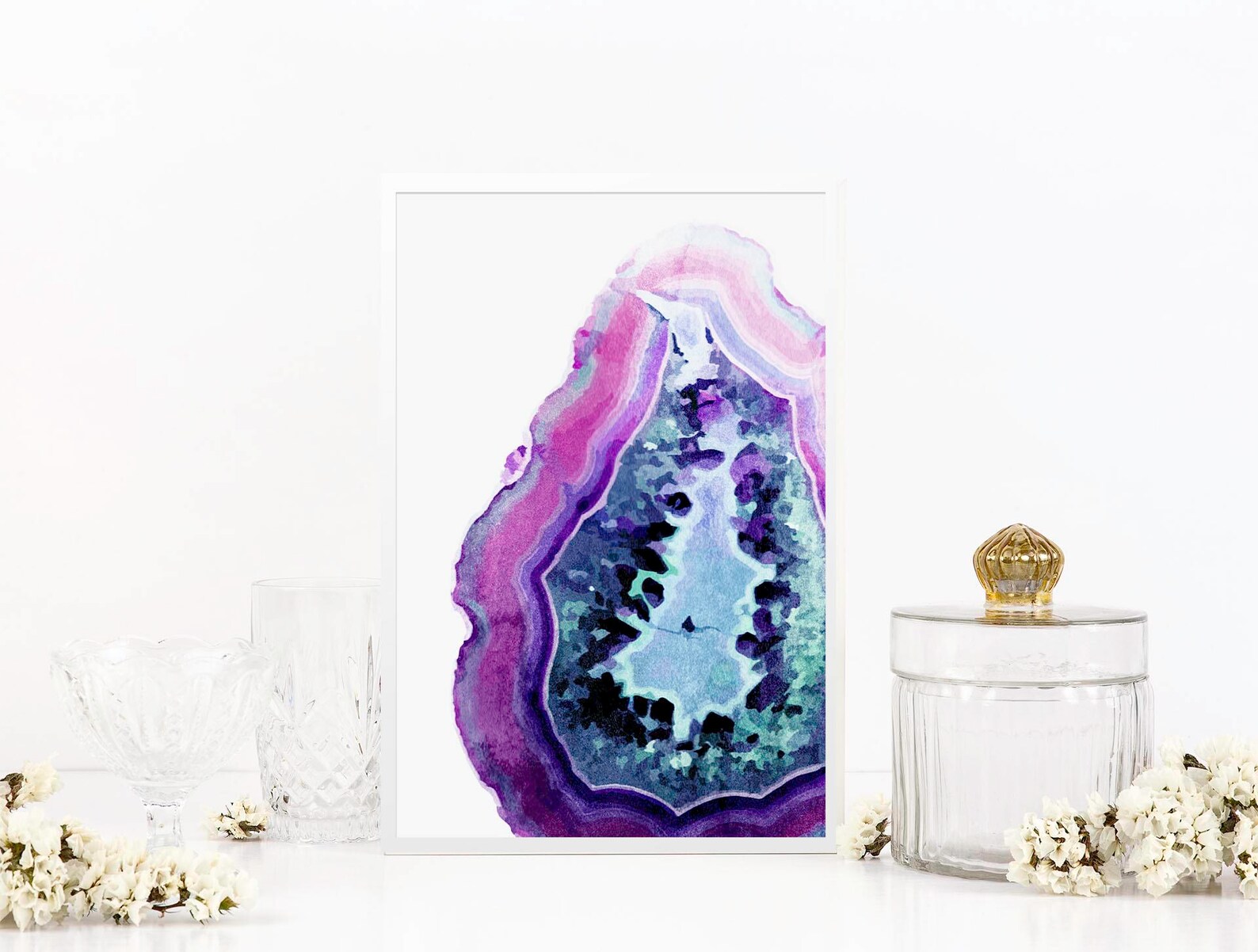 Agate Print Agate Printable Poster Violet Blue Mineral Art | Etsy