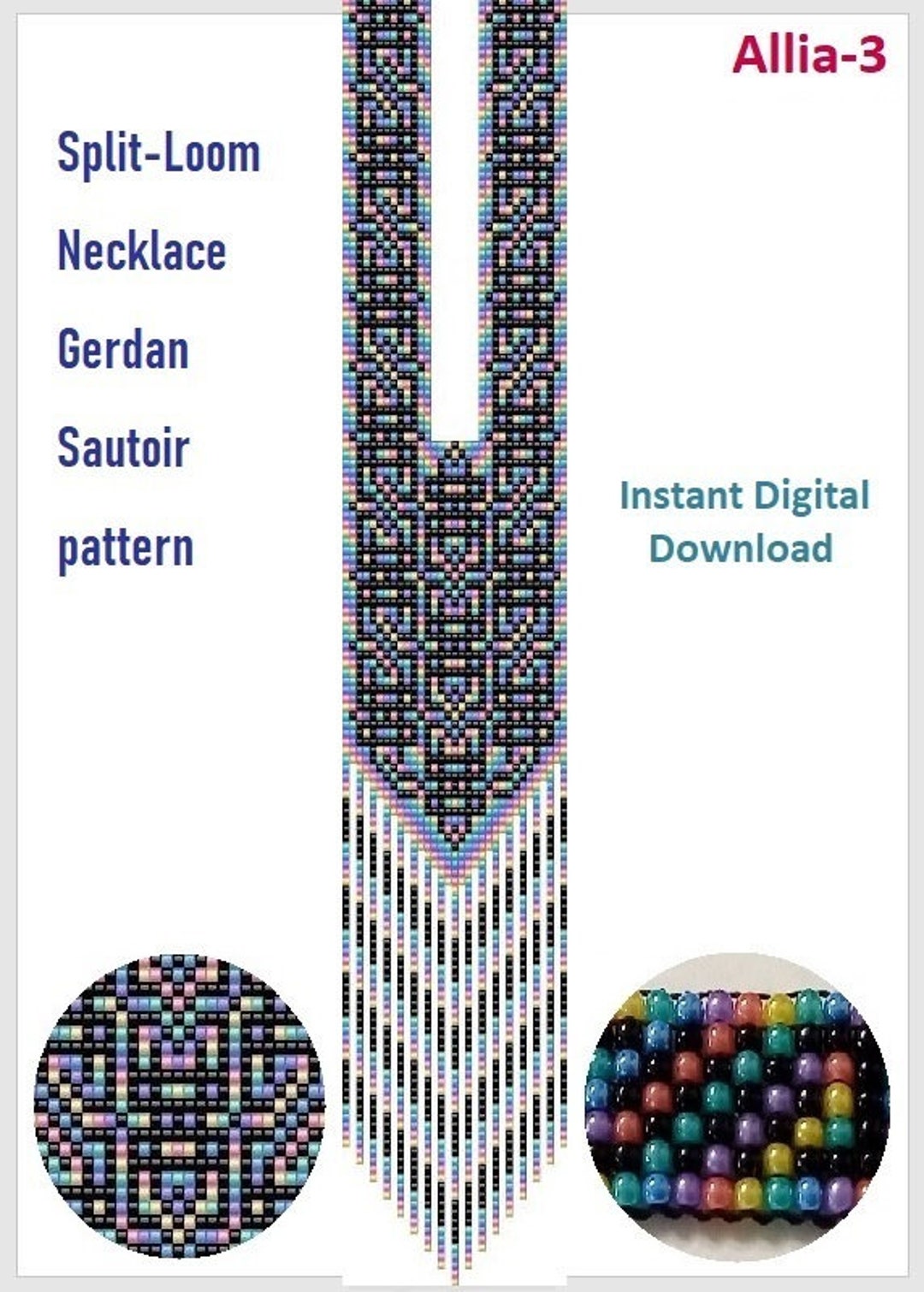 Bead Loom Pattern, Scheme for a Gerdan-split-loom Necklace, Beaded ...