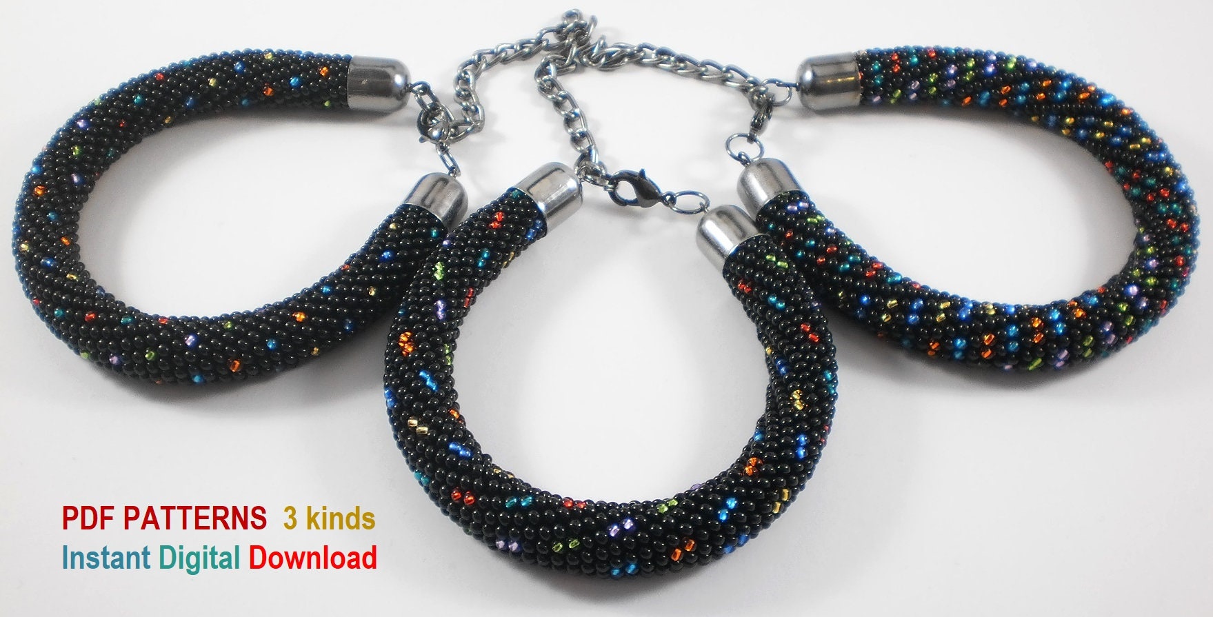 Bead Crochet Necklace Bracelet Pattern, Rope Bead Crochet, Bead ...