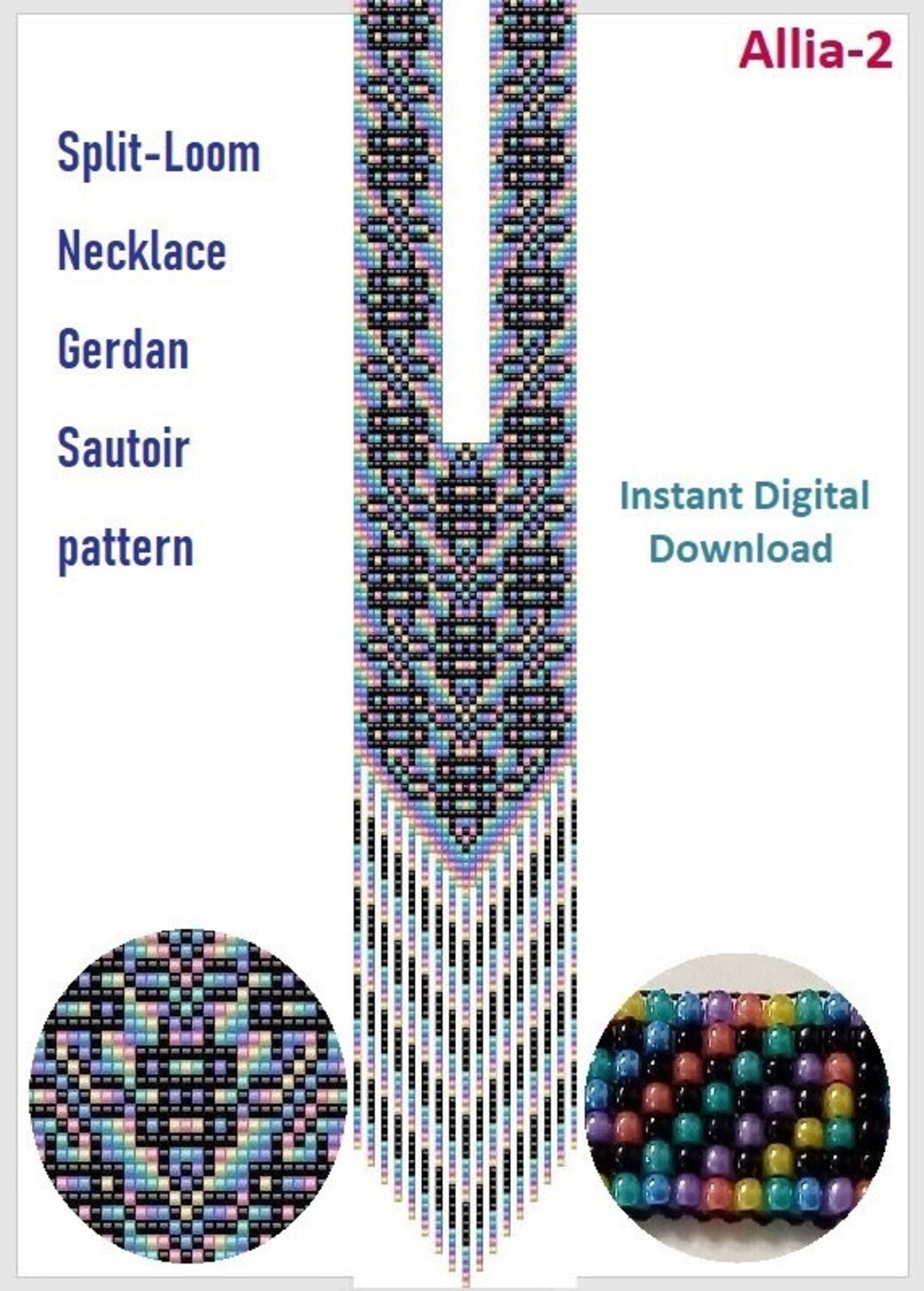 Bead Loom Pattern, Scheme for a Gerdan-split-loom Necklace, Beaded ...