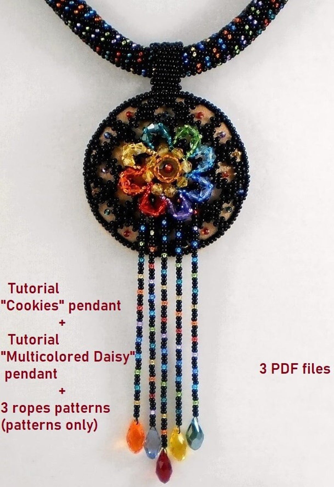 Tutorial 2 Pendants 3 Patterns Ropes Bead Crochet, 3 PDF Files, Instant ...