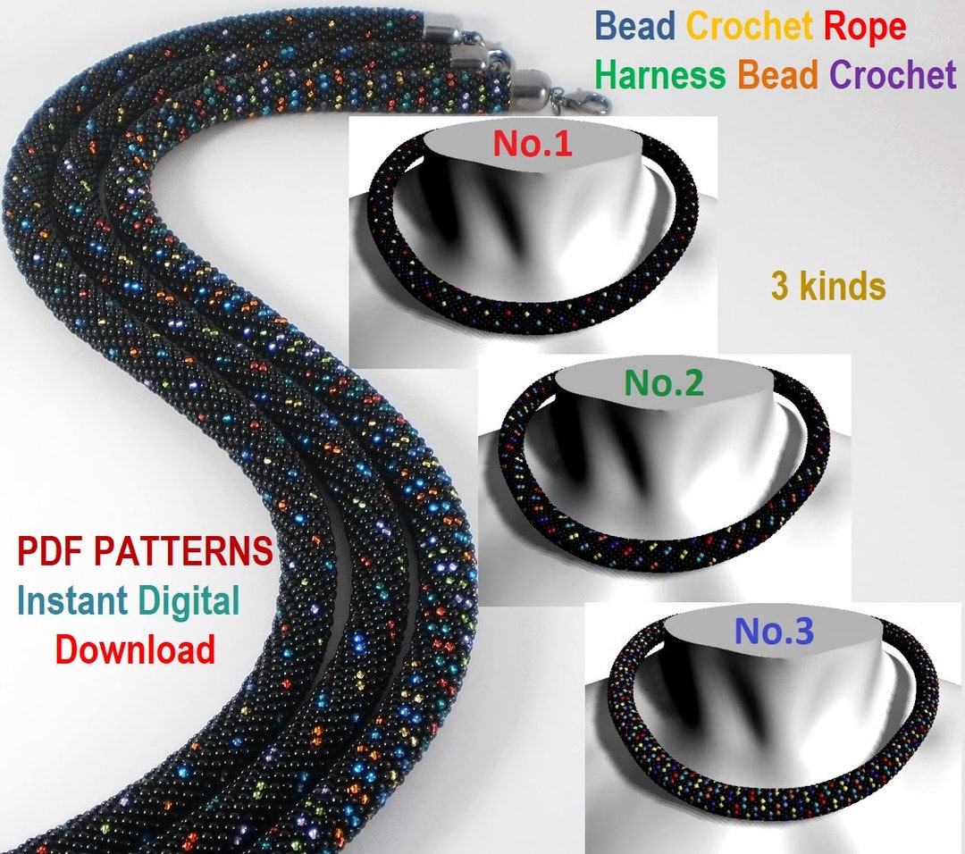 Bead Crochet Necklace Bracelet Pattern, Rope Bead Crochet, Bead ...