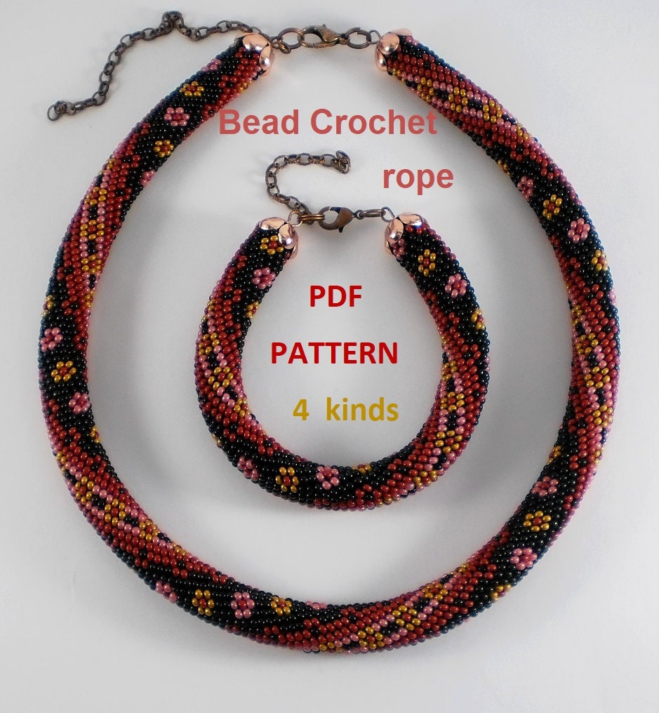 Bead Crochet Necklace Bracelet Pattern,rope Bead Crochet,patterns Seed ...