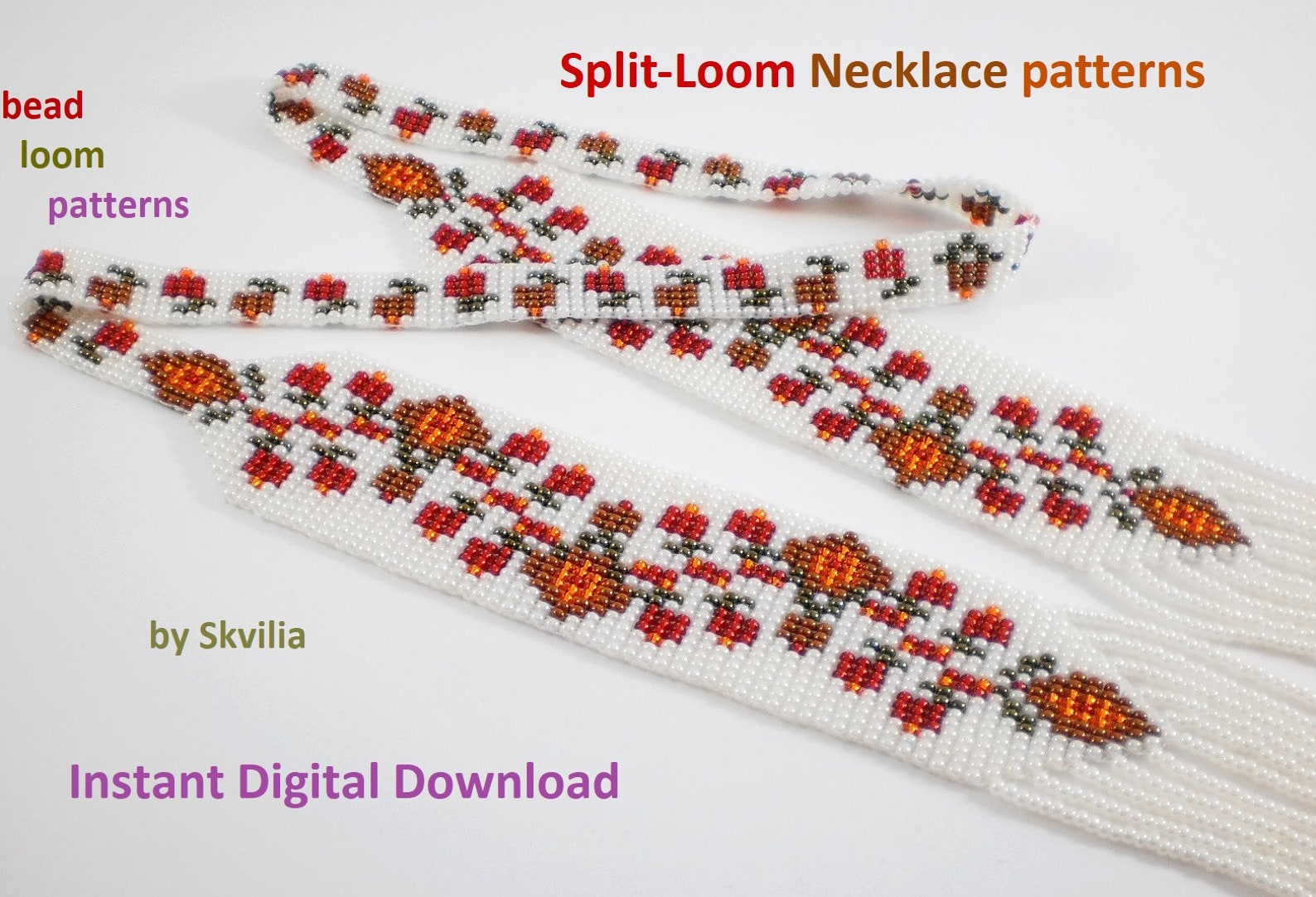 Bead Loom Patterns, Schemes for a Split-loom Necklace, Beading Loom ...