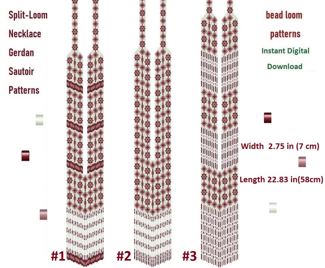 Bead Loom Patterns, Gerdan-split-loom Necklace, Beaded Sautoirs, Beading Loom Only Pattern ...
