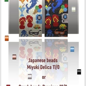 Cuff Bracelet Patterns in Loom-square Stitch Technique for Miyuki Delicas and Preciosa. Seed ...