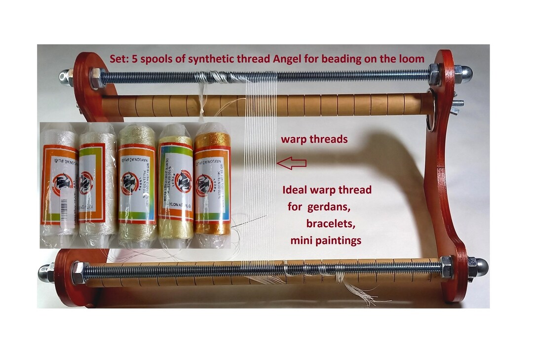 Set: 5 Spools of Synthetic Warp Thread Angel for Beading on the Loom ...