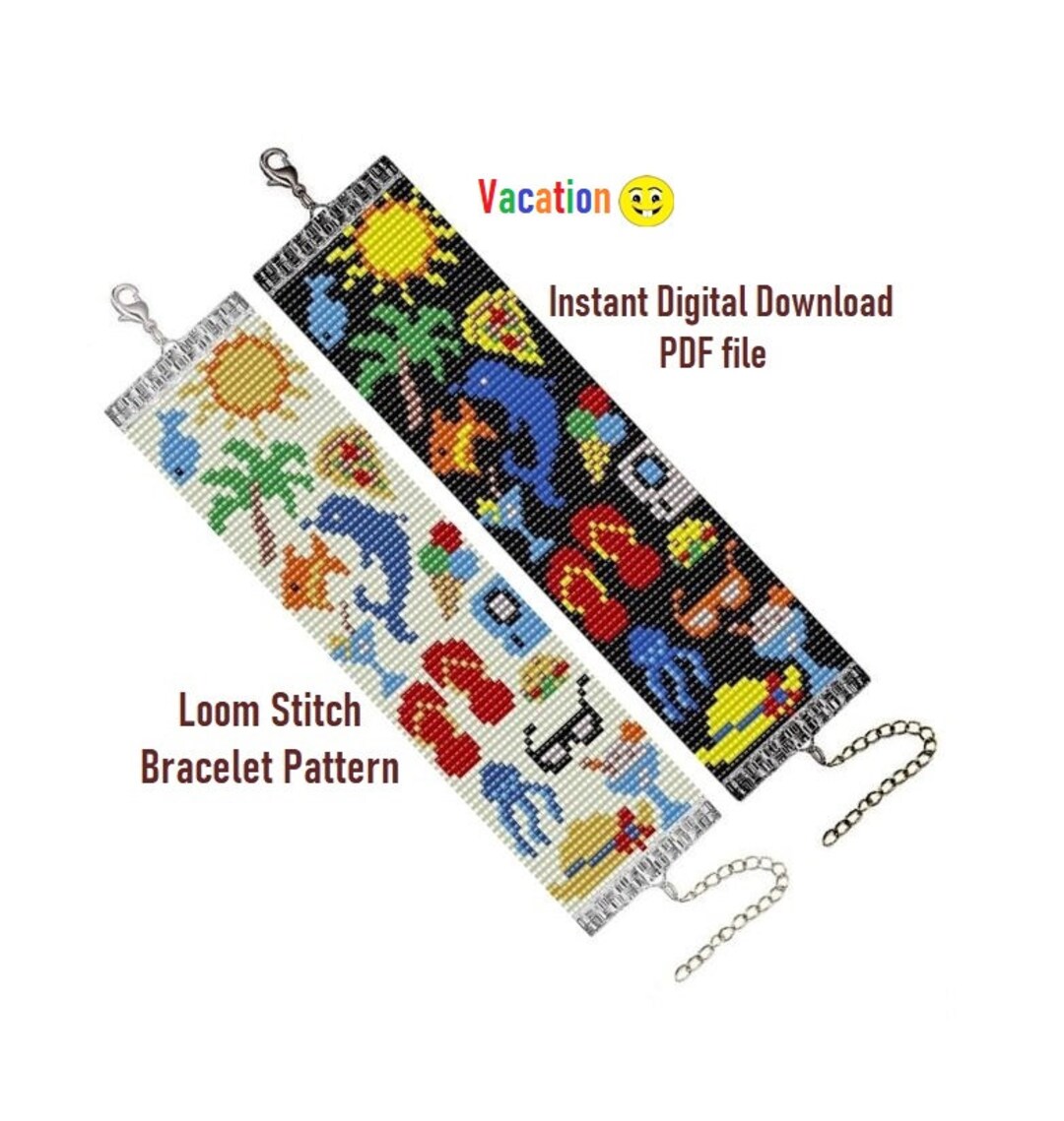 Cuff Bracelet Patterns in Loom-square Stitch Technique for Miyuki Delicas and Preciosa. Seed ...