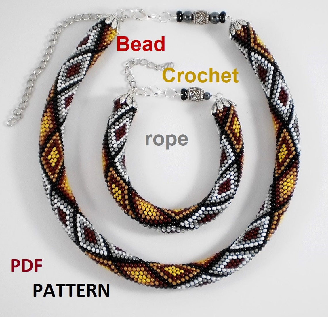 Bead Crochet Rope Pattern for Beading Necklace Instant Download - Etsy