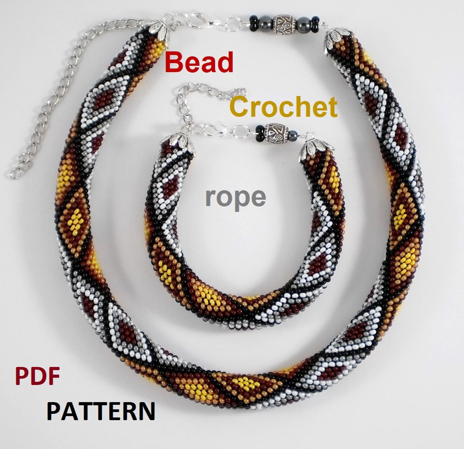 Bead Crochet Rope Pattern for Beading Necklace Instant Download - Etsy