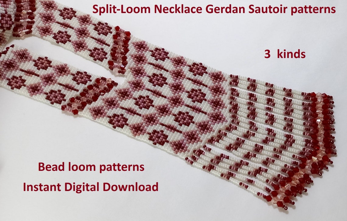 Bead Loom Patterns, Gerdan-split-loom Necklace, Beaded Sautoirs, Beading Loom Only Pattern ...