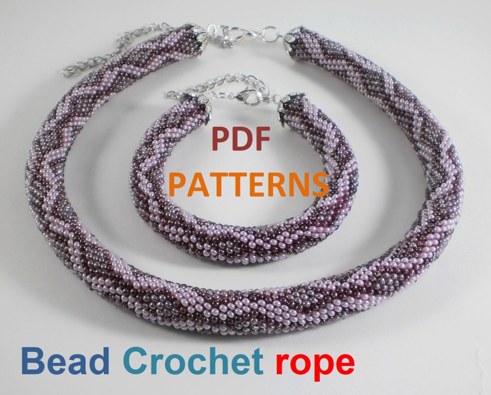 Bead Crochet Rope Patterns «chain» Necklace and Bracelet, 8 Kinds ...