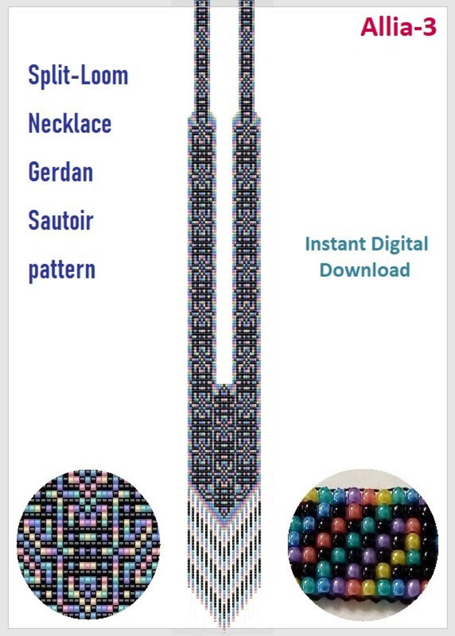 Bead Loom Pattern, Scheme for a Gerdan-split-loom Necklace, Beaded ...