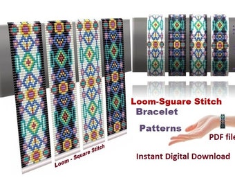 Square Stitch Beading Pattern Bead Loom Bracelet Patterns Bead Loom ...