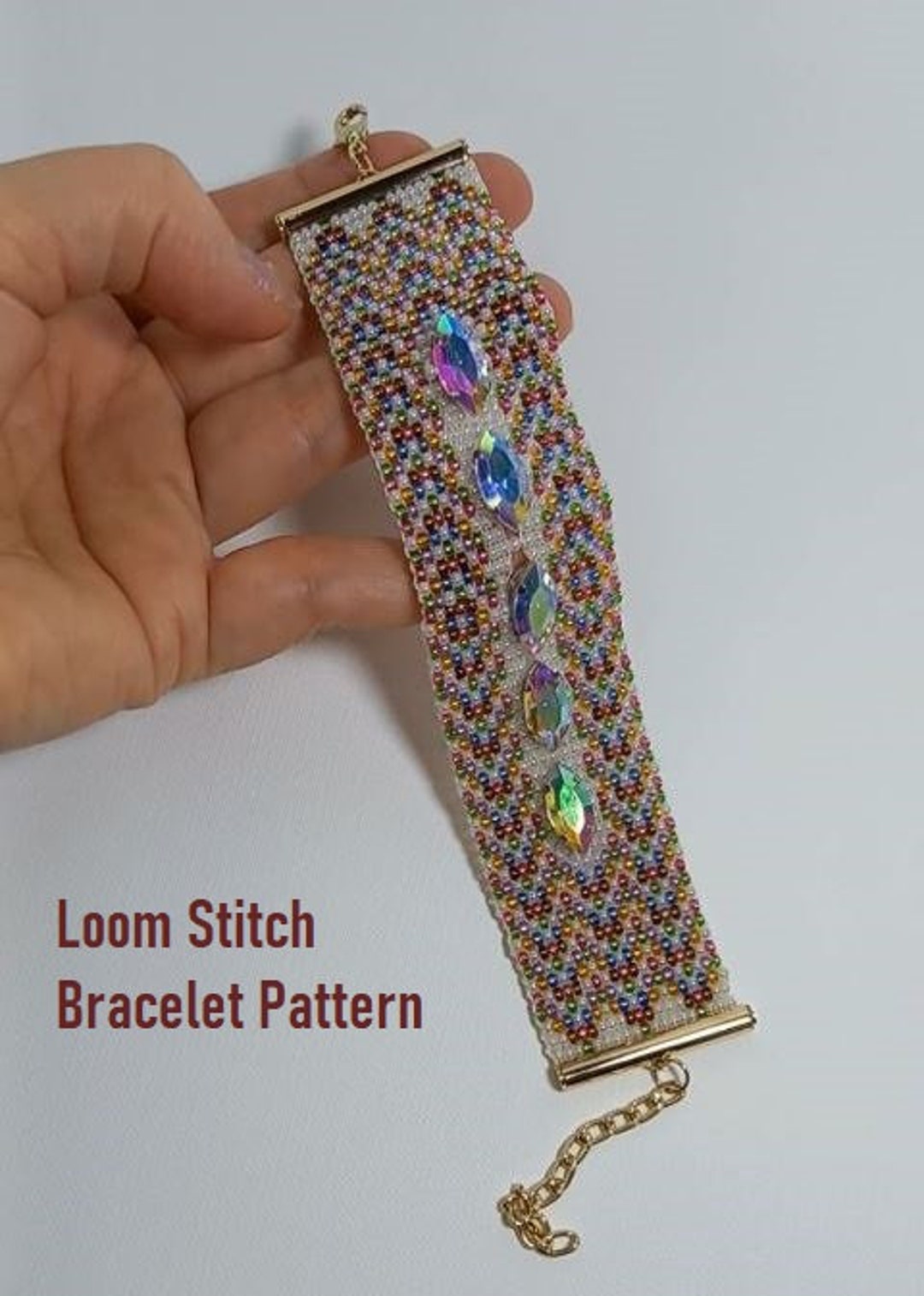 TUTORIAL Cuff Bracelet Loom Stitch Bead Patterns Bracelet - Etsy