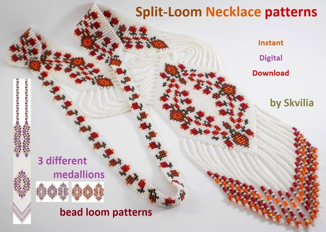 Bead Loom Patterns, Schemes for a Split-loom Necklace, Beading Loom ...