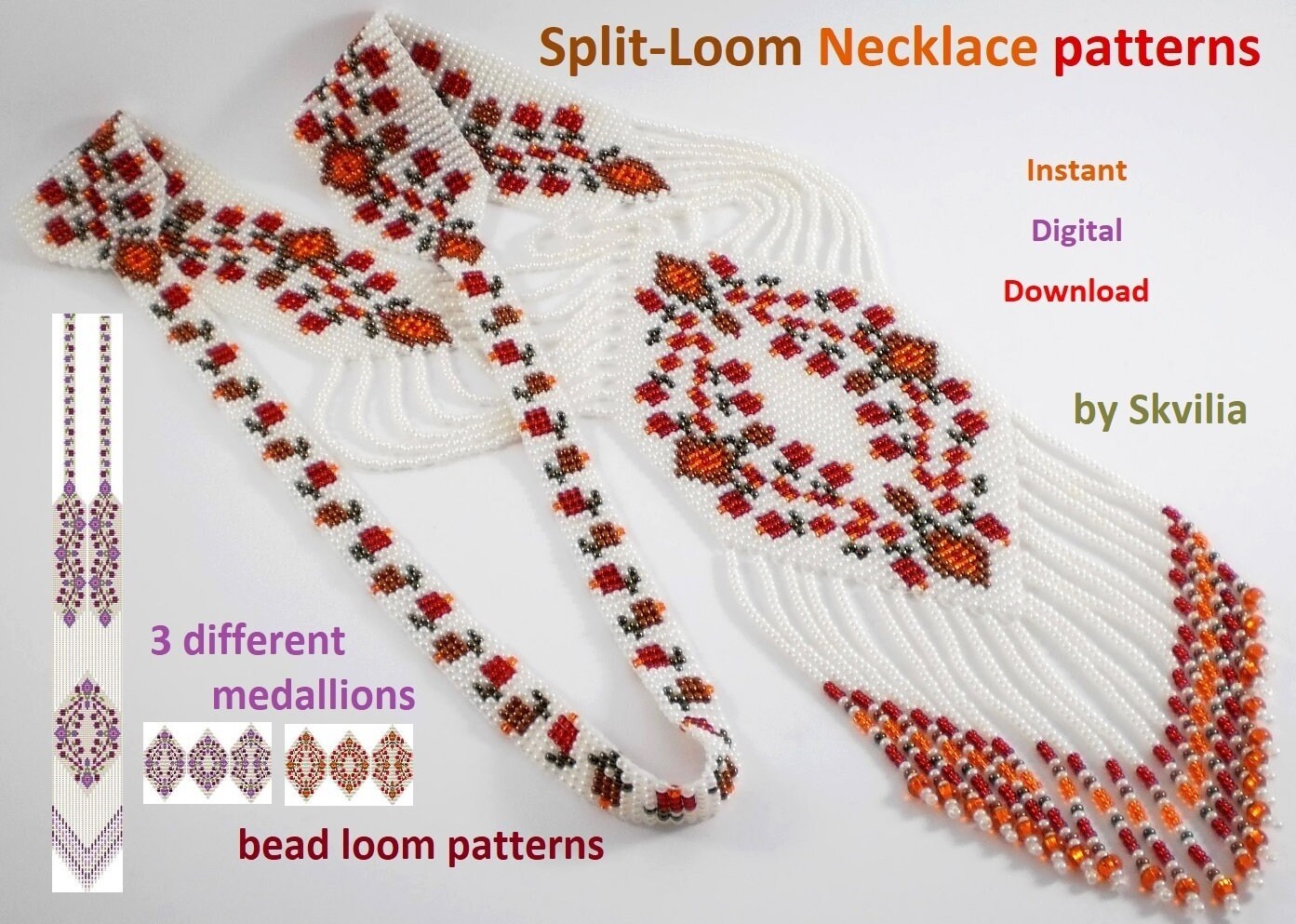 Bead Loom Patterns, Schemes for a Split-loom Necklace, Beading Loom ...
