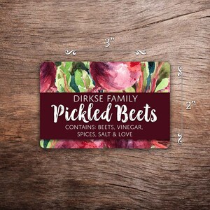 Customized Label - Pickled Beets, Watercolor Style Canning Jar Label ...