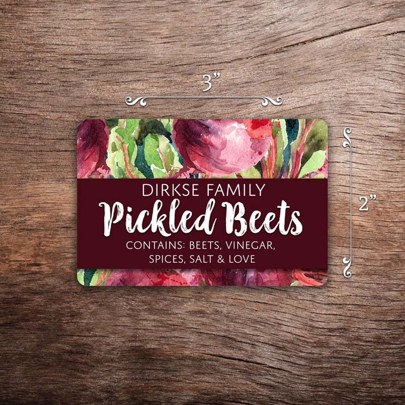 Customized Label Pickled Beets Watercolor Style Canning Jar | Etsy