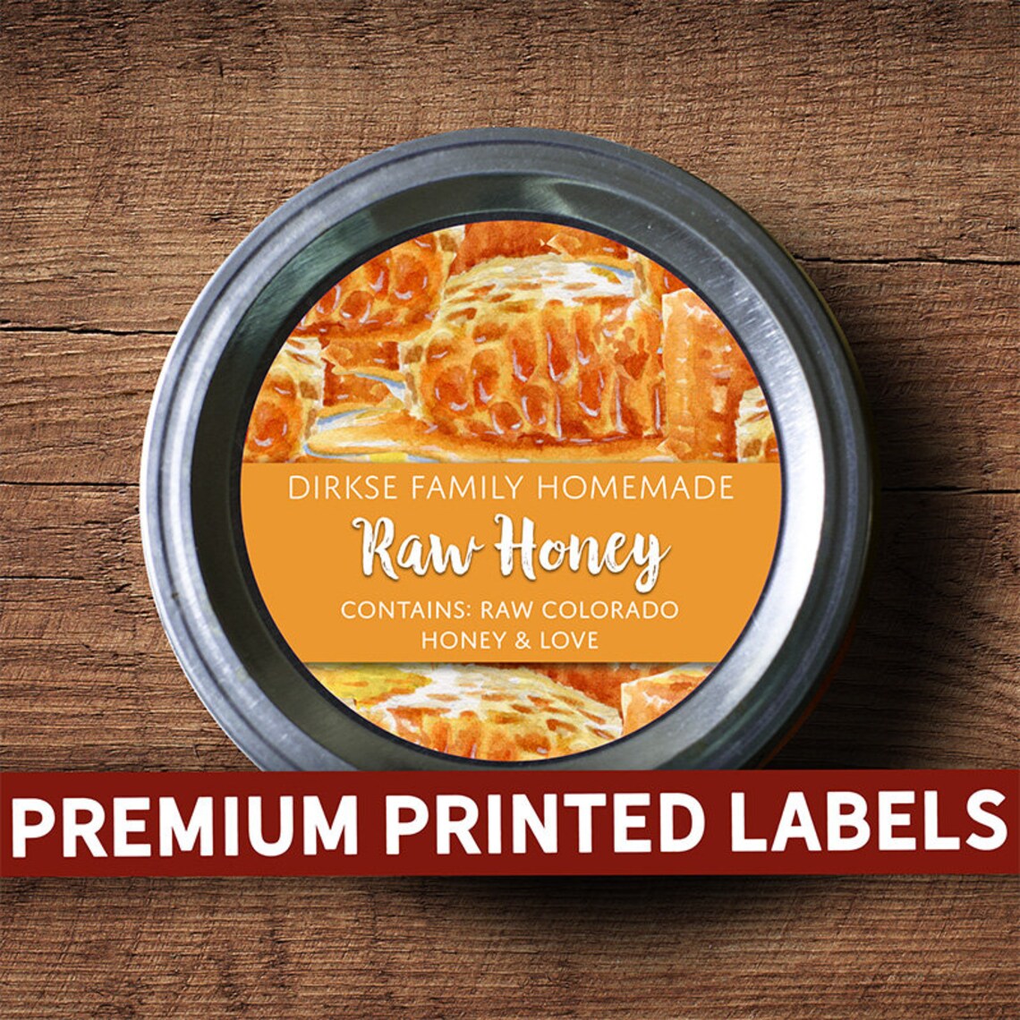 Honey Labels Honeycomb Watercolor Style Raw Honey | Etsy