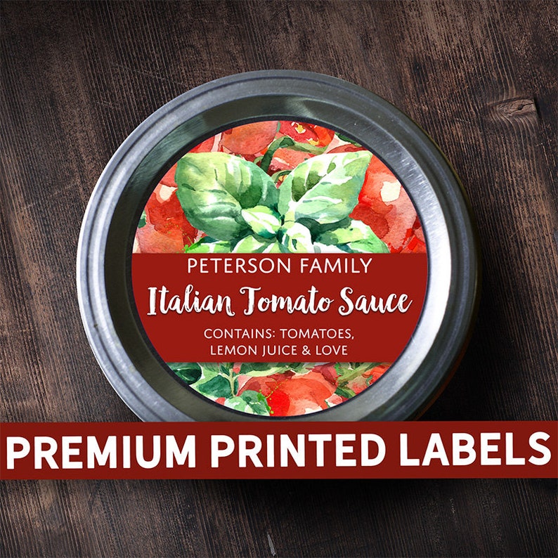 Tomato Canning Labels Custom Printed Tomato Sauce Labels | Etsy