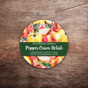 Customized Label for Pepper Onion Relish - Watercolor Style Canning Jar ...