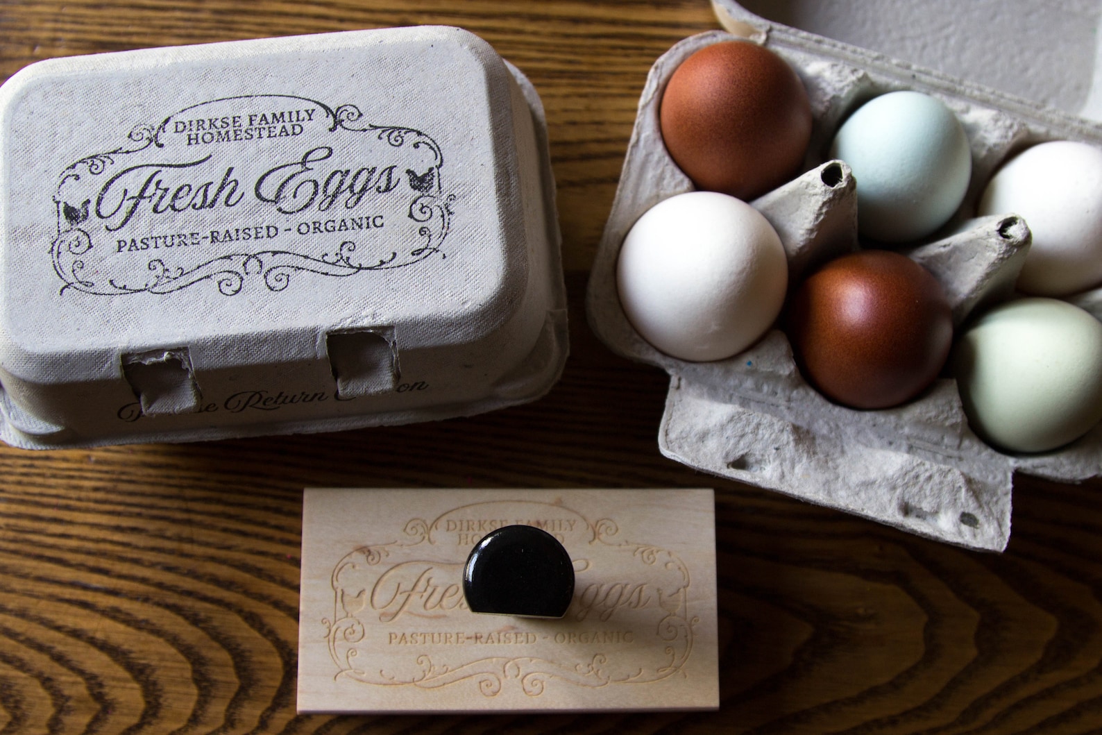 Deluxe Egg Carton Stamp Set - 5 Stamps Plus Hangtags - Custom Farm ...