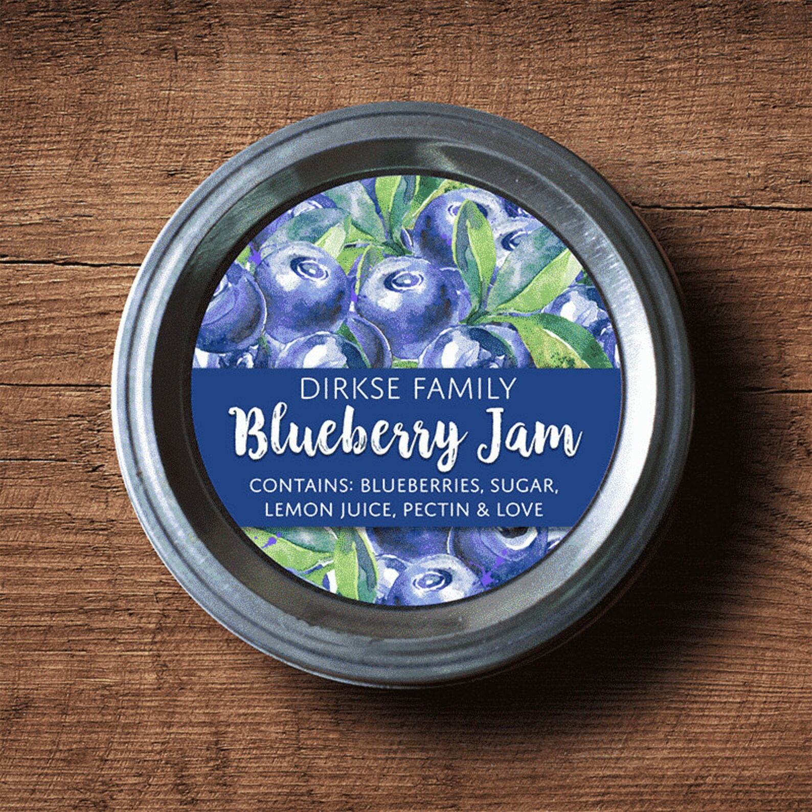Customized Label - Blueberry Jam and Preserves, Watercolor Style ...