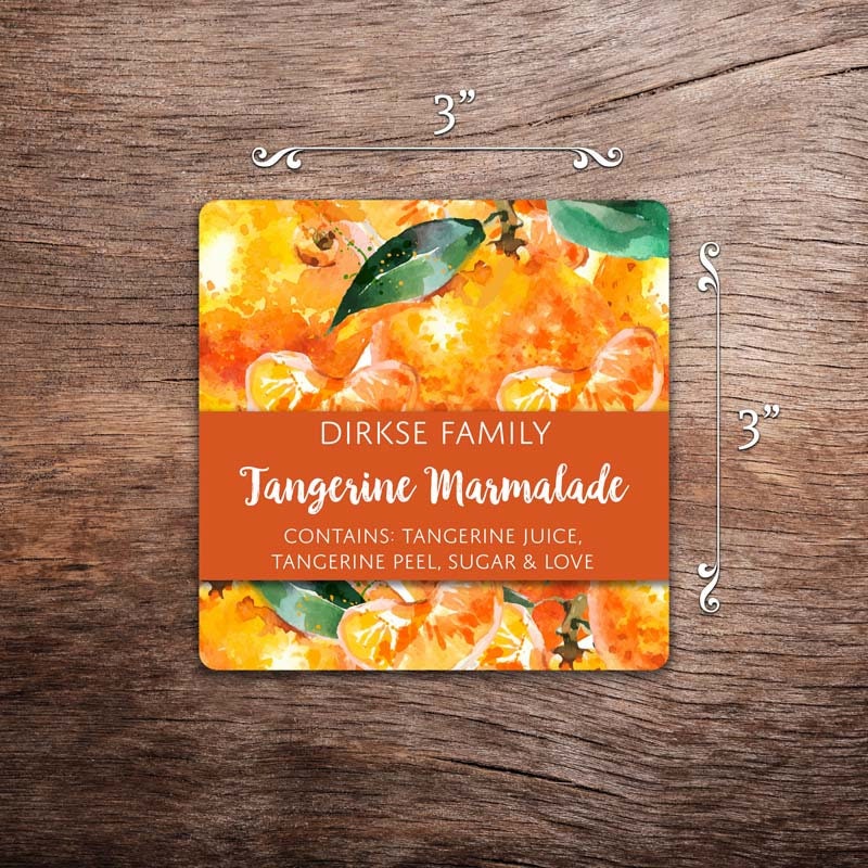 Customized Label - Tangerine Marmalade, Watercolor Style Canning Jar ...