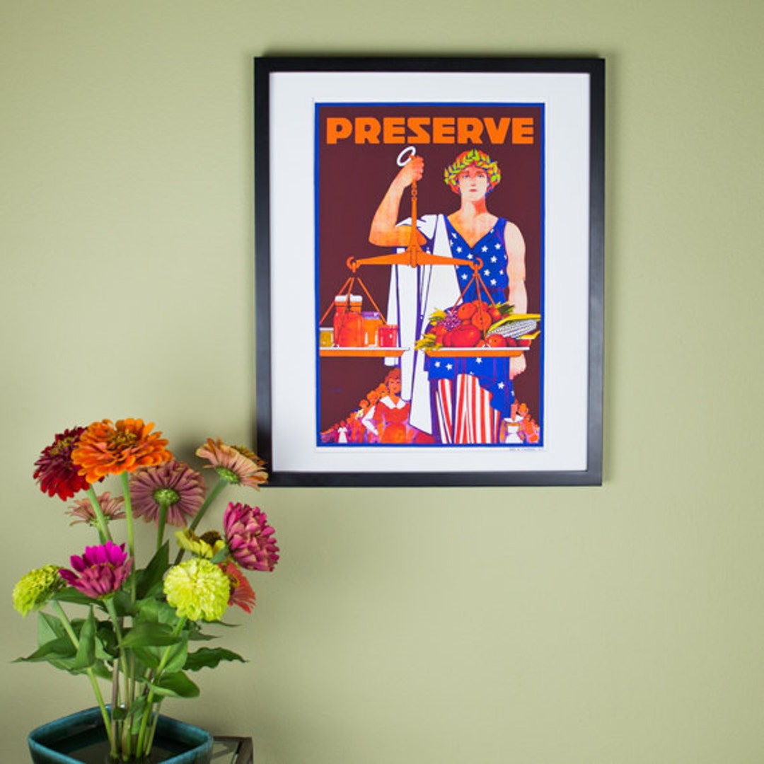 Preserve Poster - Justice Holding Scales of Fresh Produce - Vintage ...