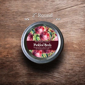 Customized Label - Pickled Beets, Watercolor Style Canning Jar Label ...