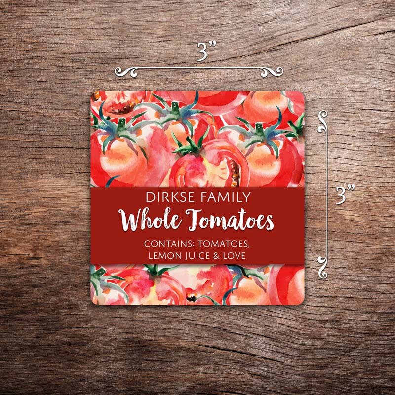 Tomato Canning Labels - Custom Printed Tomato Sauce Labels - Watercolor ...