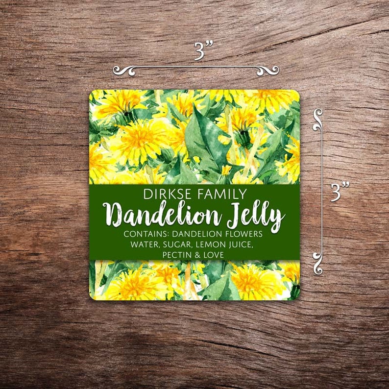 Customized Label Dandelion Jelly Dandelion Oil Watercolor | Etsy