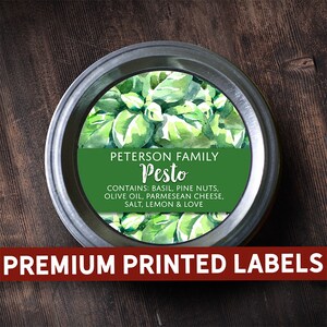Customized Label Homemade Pesto Watercolor Style Label | Etsy