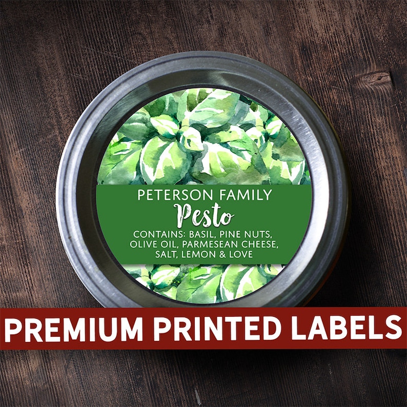 Customized Label Homemade Pesto Watercolor Style Label | Etsy