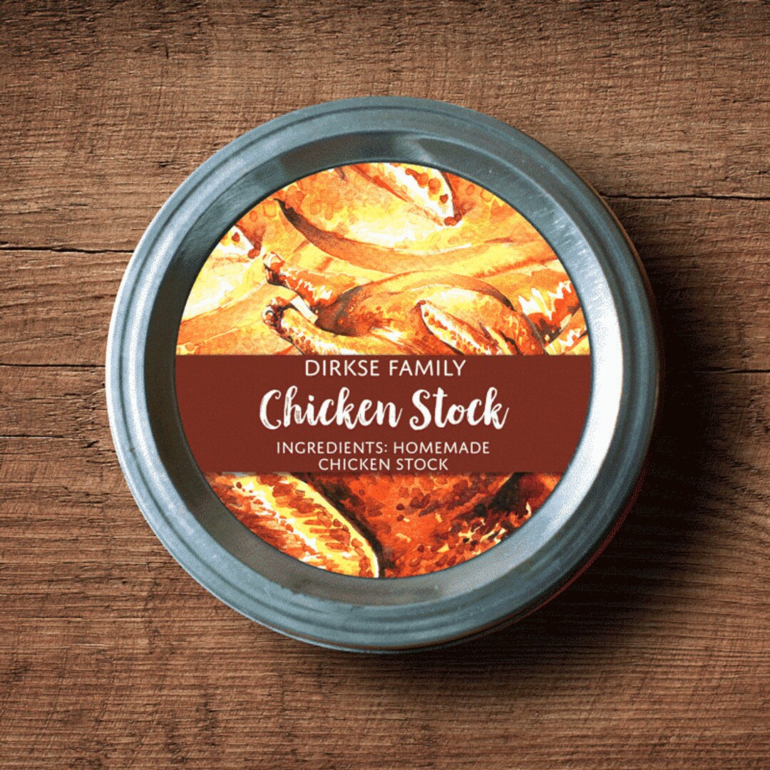 Customized Label - Chicken Stock - Bone Broth - Watercolor Style Label ...