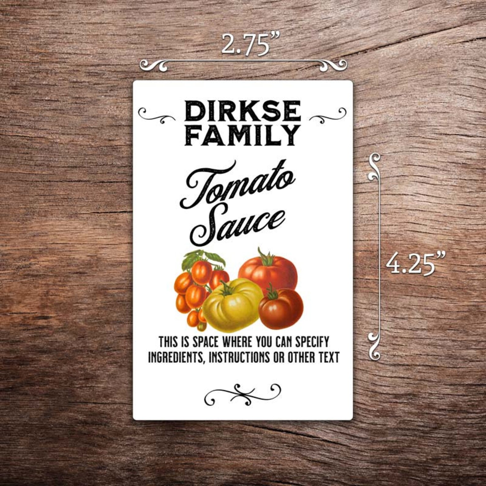 Customized Tomato Canning Labels - White Classic Style - All Text is ...