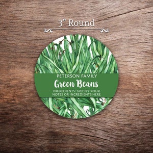 Customized Label - Green Beans, Watercolor Style Label - Watercolor ...