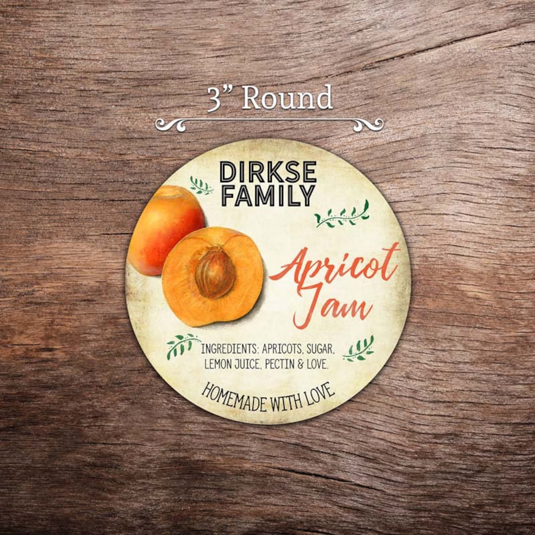 Customized Label - Apricot Jelly, Jam, Preserves, Nectar Canning Jar ...
