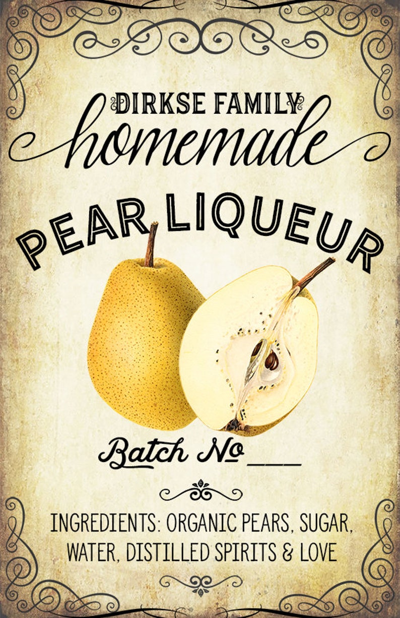 Customized Label Pear Liqueur Cordial Pear Spirits Pear | Etsy
