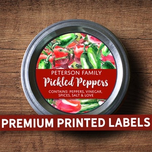 Customized Label for Pickled Peppers Watercolor Style | Etsy